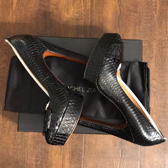 Rachel Zoe | Shoes | Rachel Zoe Snakeskin Logo Plate Platform Pump ...